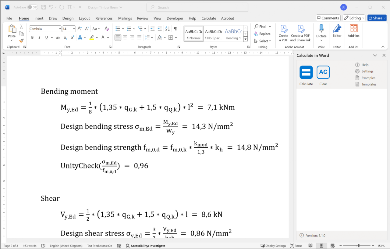 Calculate in Word - Calculations made easy | MS Word add-in calculator