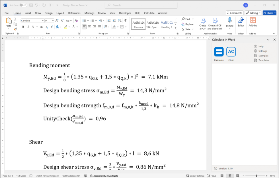 Calculate in Word - Calculations made easy | MS Word add-in calculator